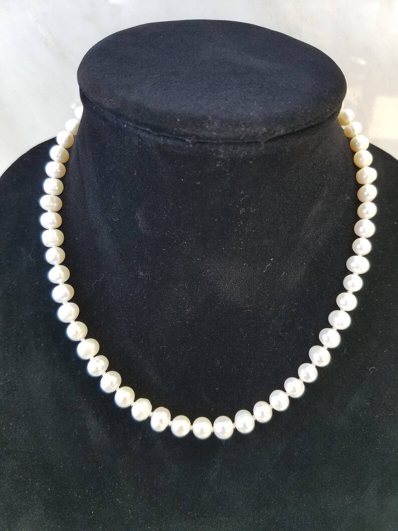White Single Strand Cultured Freshwater Pearl Necklace With Etsy