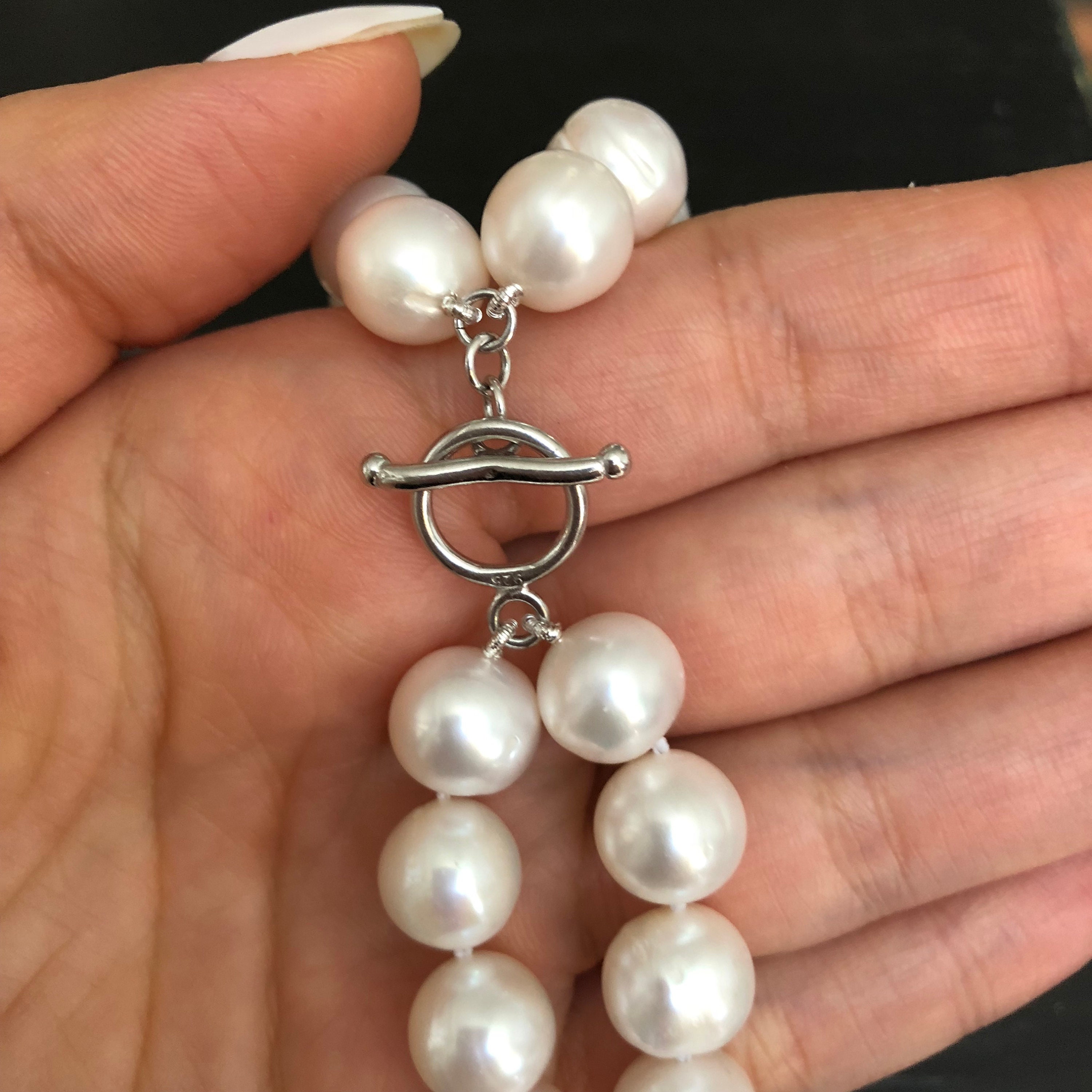 Genuine Cultured Freshwater Two Strand Pearl Necklace - White Bridal 2 ...