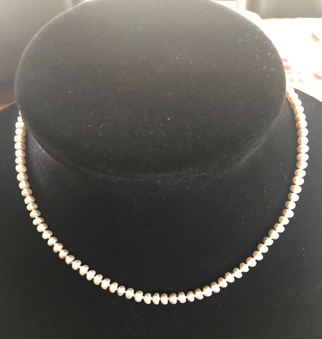 Natural Freshwater Genuin Pearl Silver Color 16 Inch Necklace With ...