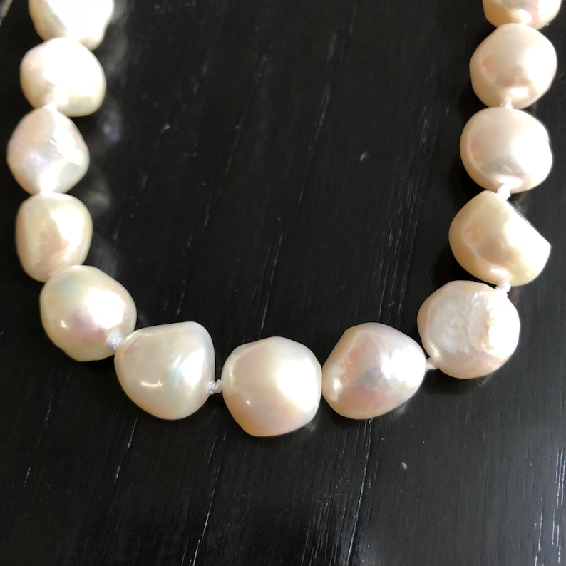 Genuine Cultured Freshwater Baroque Pearl Necklace Etsy