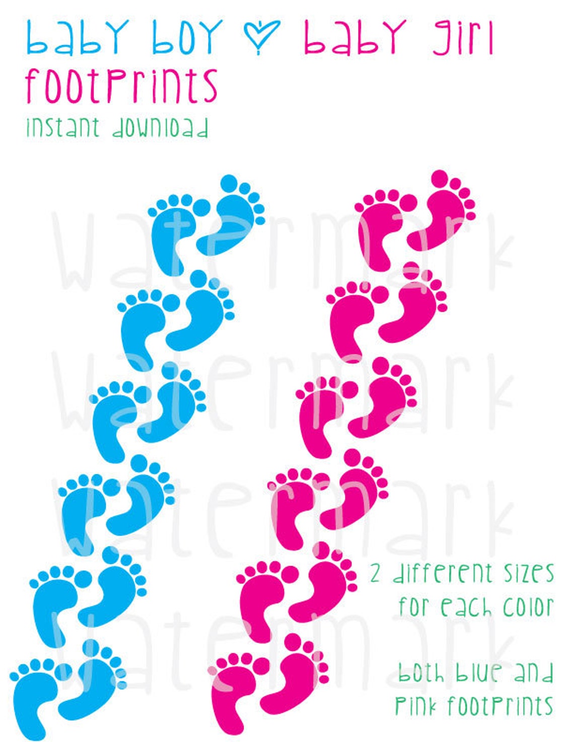 Baby Boy and Baby Girl Printable Footprints Instant Download - Etsy