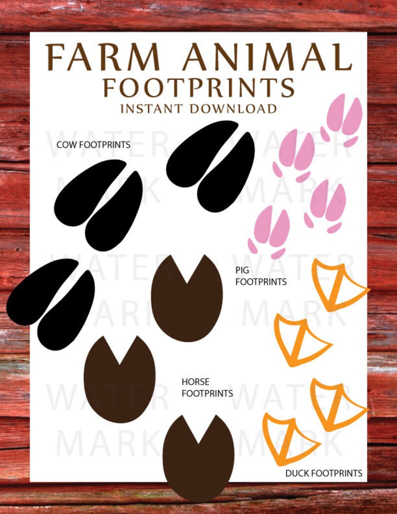 Farm Animal Printable Footprints Instant Download - Etsy