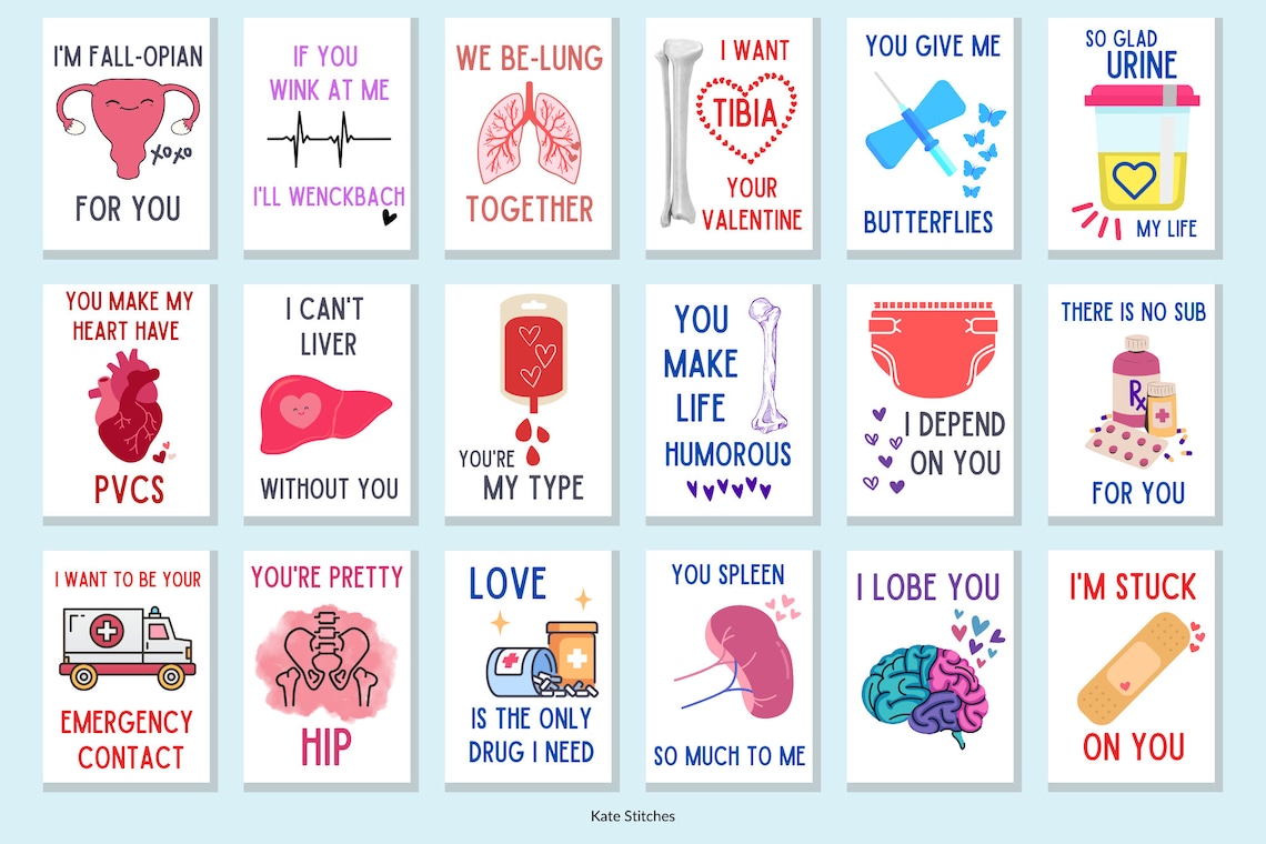 Medical Valentines Printable, Valentines for Doctors, Nurses, Medical ...