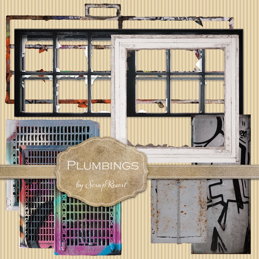 Digital Scrapbooking Kit | 40 Plumbings Elements | Pipes, Electrics ...