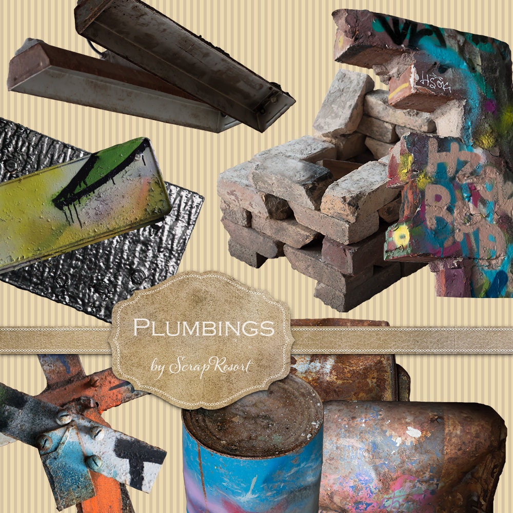 Digital Scrapbooking Kit | 40 Plumbings Elements | Pipes, Electrics ...