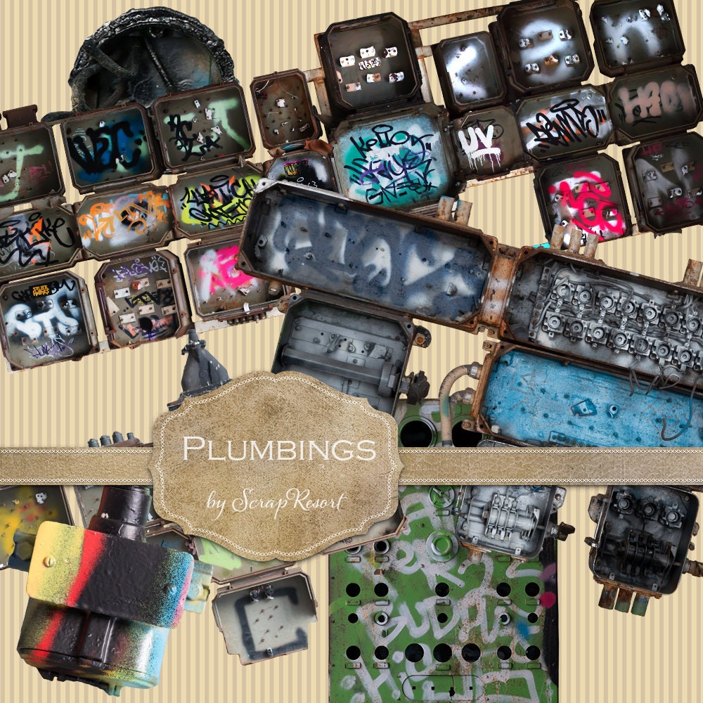 Digital Scrapbooking Kit | 40 Plumbings Elements | Pipes, Electrics ...