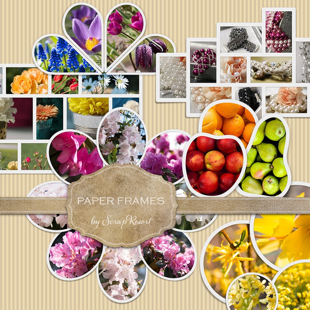 Digital Scrapbooking Kit | 6 Paper Frame Sets | Scrapbook Stickers - Etsy
