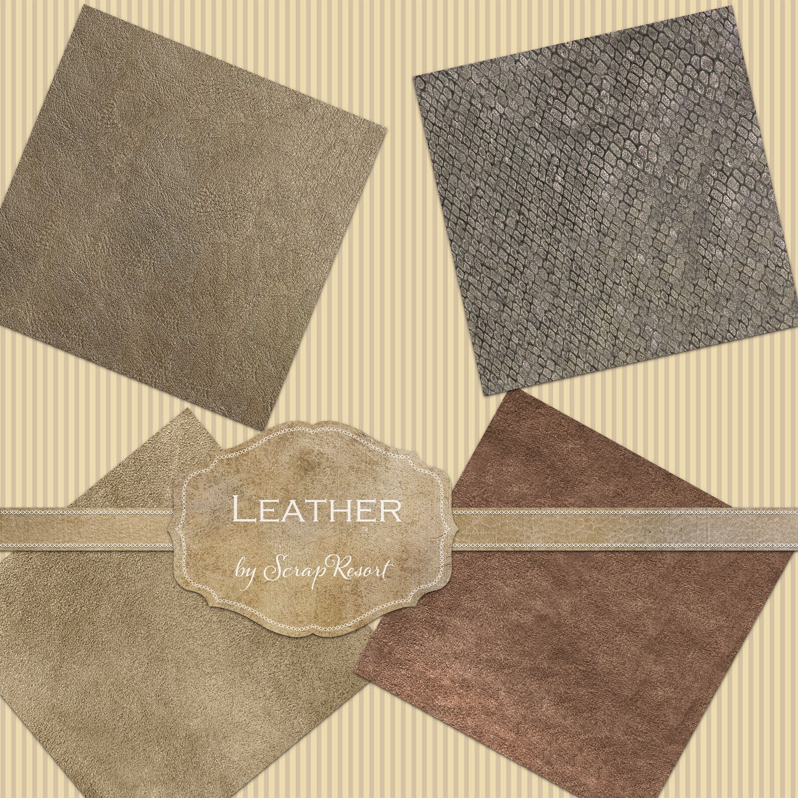 Digital Scrapbooking Kit 16 Leather Papers | Etsy