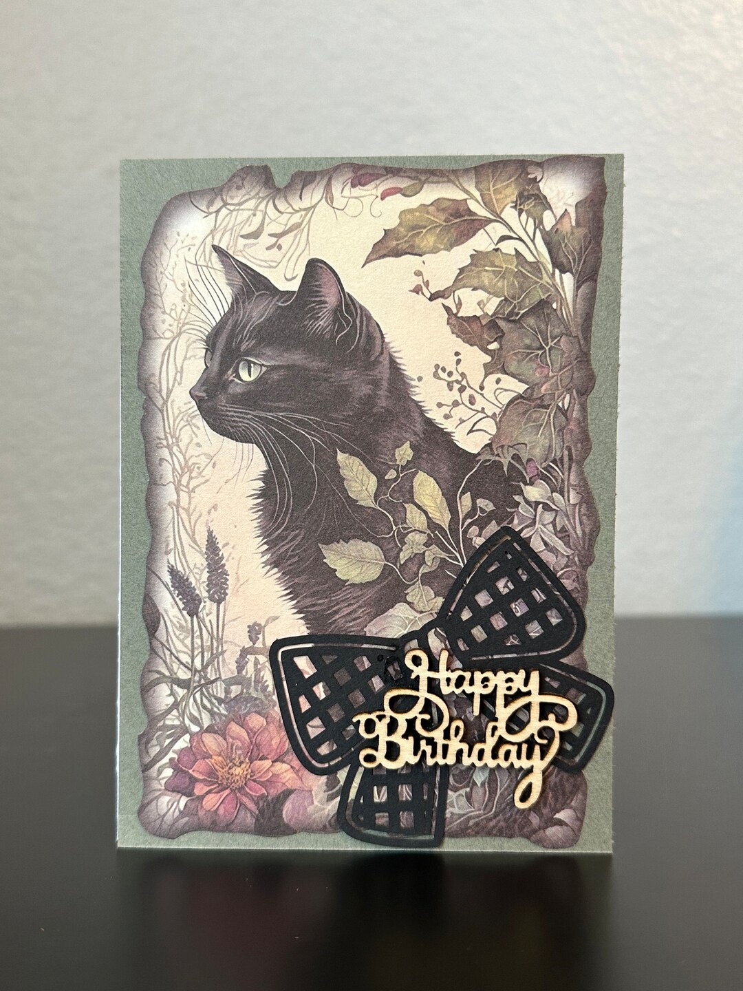 Happy Birthday, Black Cat With Bow - Etsy
