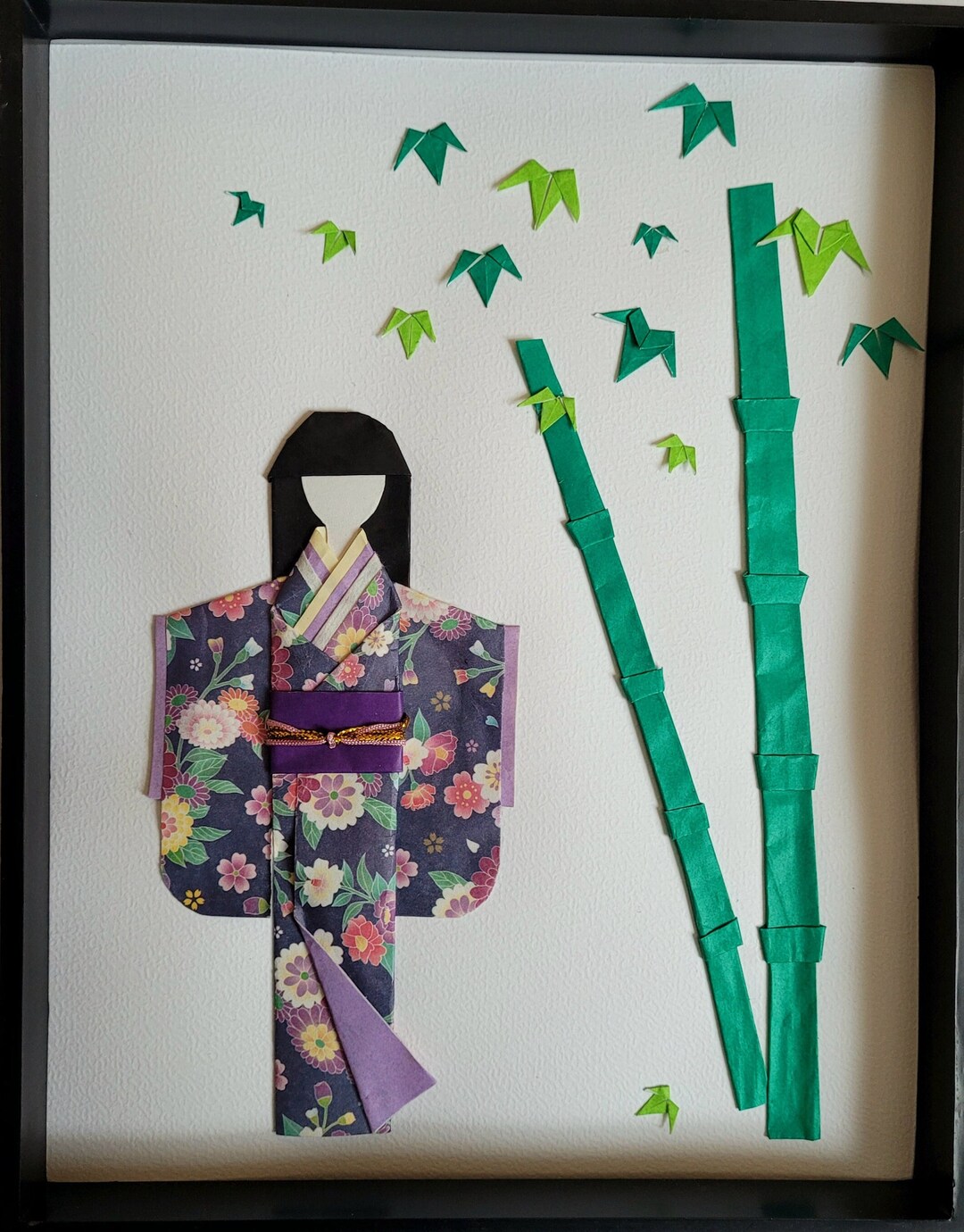 Origami Kimono Lady With Bamboo Picture (paper Art, Picture Only) - Etsy
