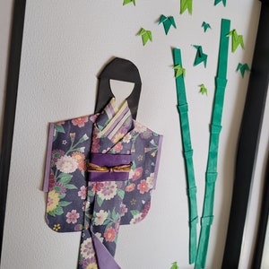 Origami Kimono Lady With Bamboo Picture (paper Art, Picture Only) - Etsy