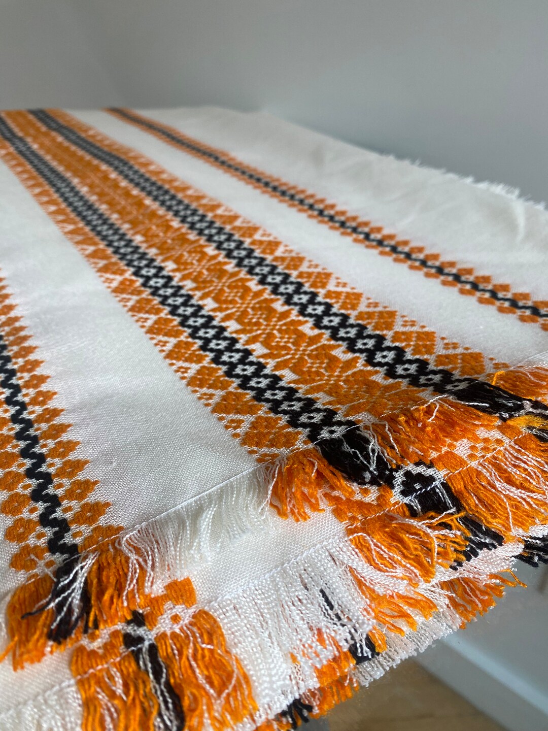 Vintage Hand Embroidered Eastern European Striped Tablecloth 120x60 - Etsy