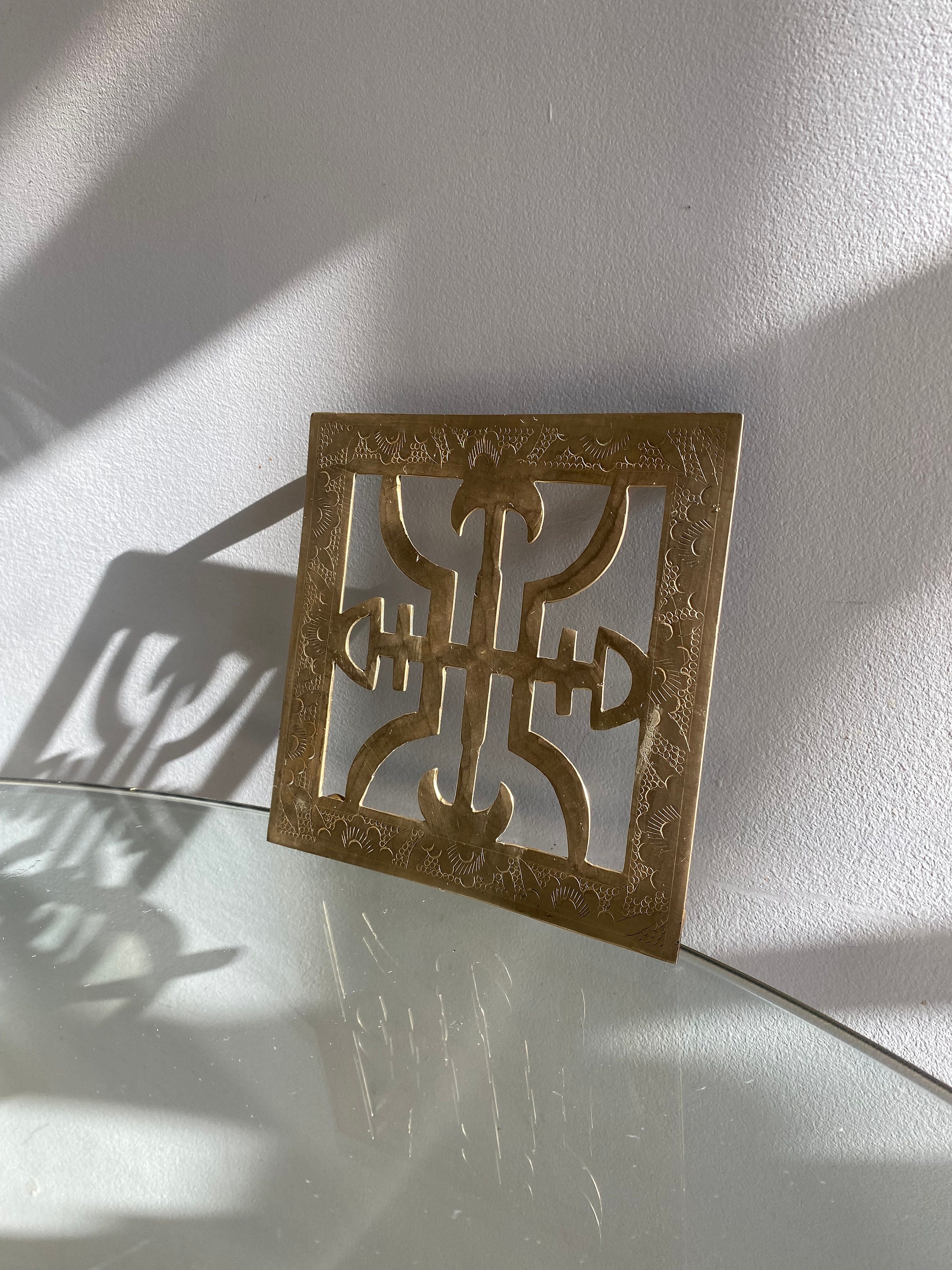 Vintage Asian Chinese Inspired Brass Trivet - Etsy