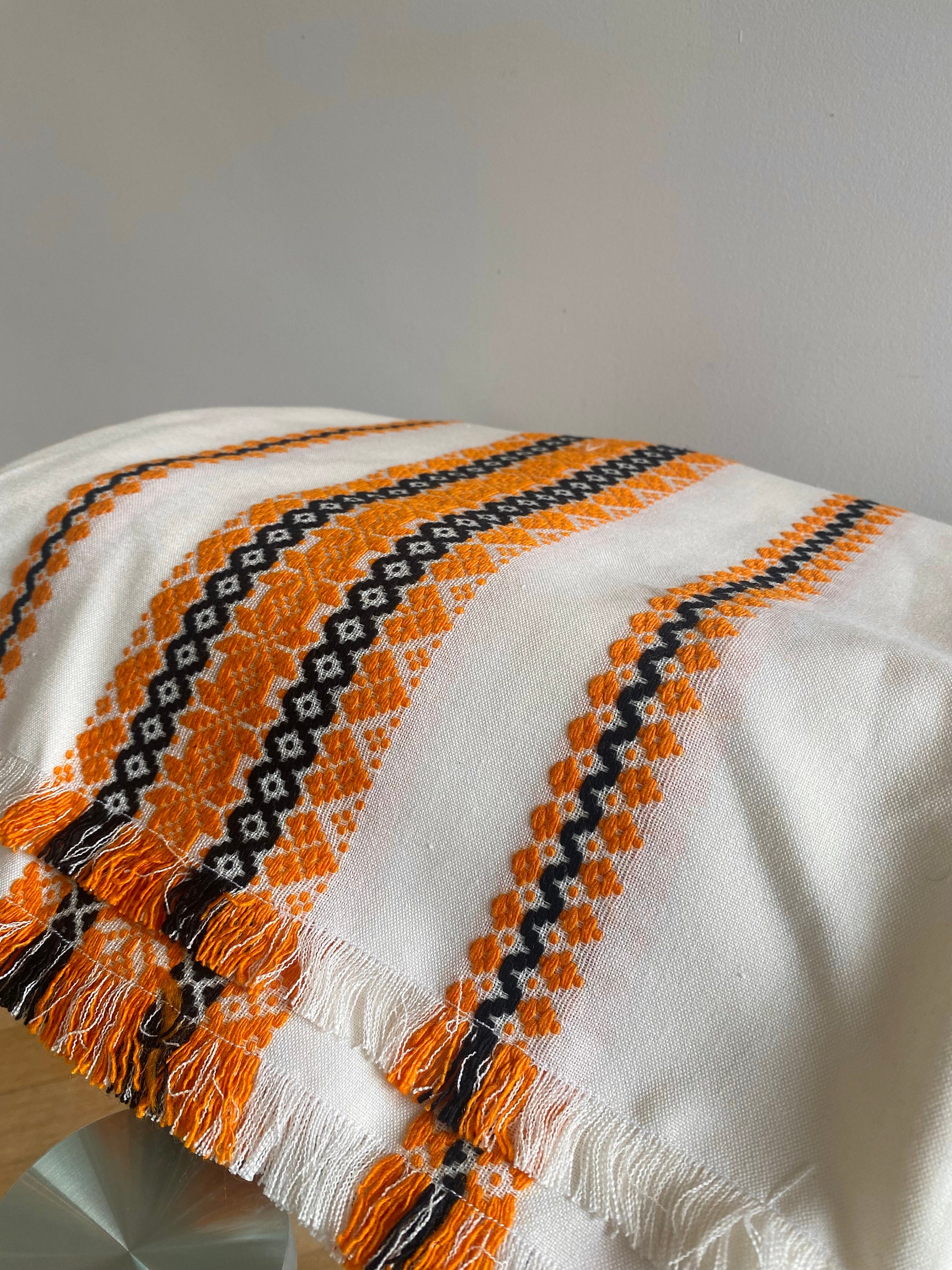 Vintage Hand Embroidered Eastern European Striped Tablecloth 120x60 - Etsy