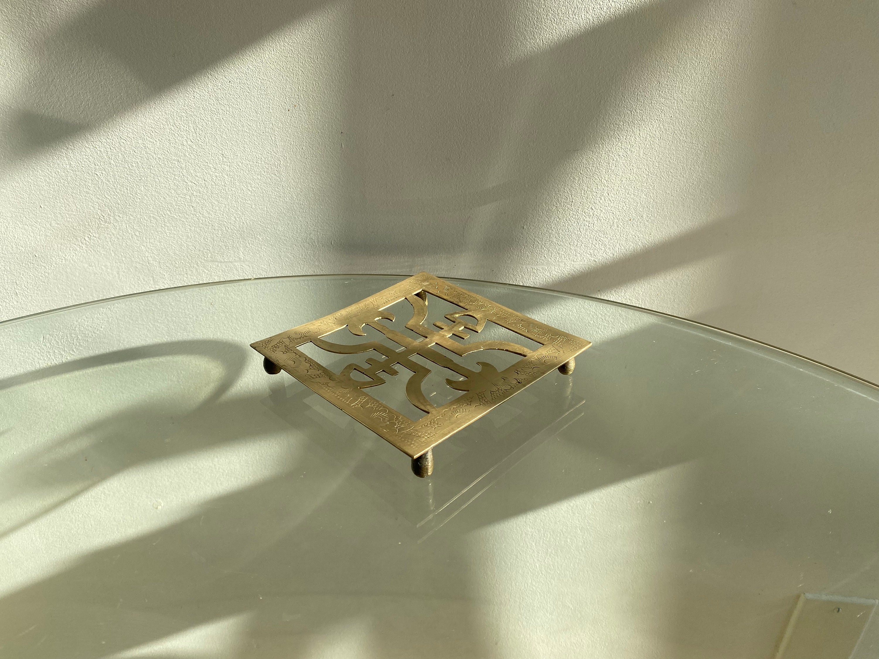 Vintage Asian Chinese Inspired Brass Trivet - Etsy