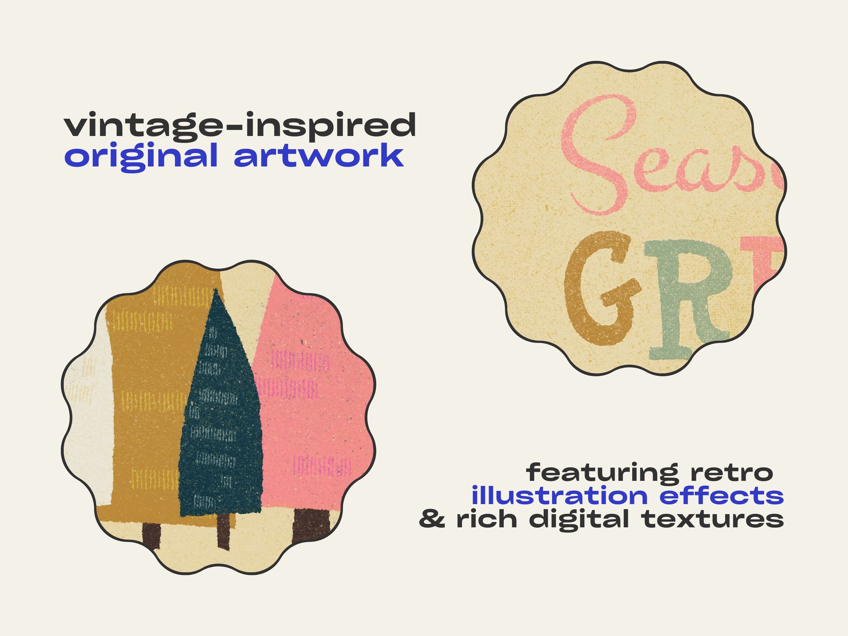 Retro Season's Greetings Pastel Christmas Trees Print - Etsy