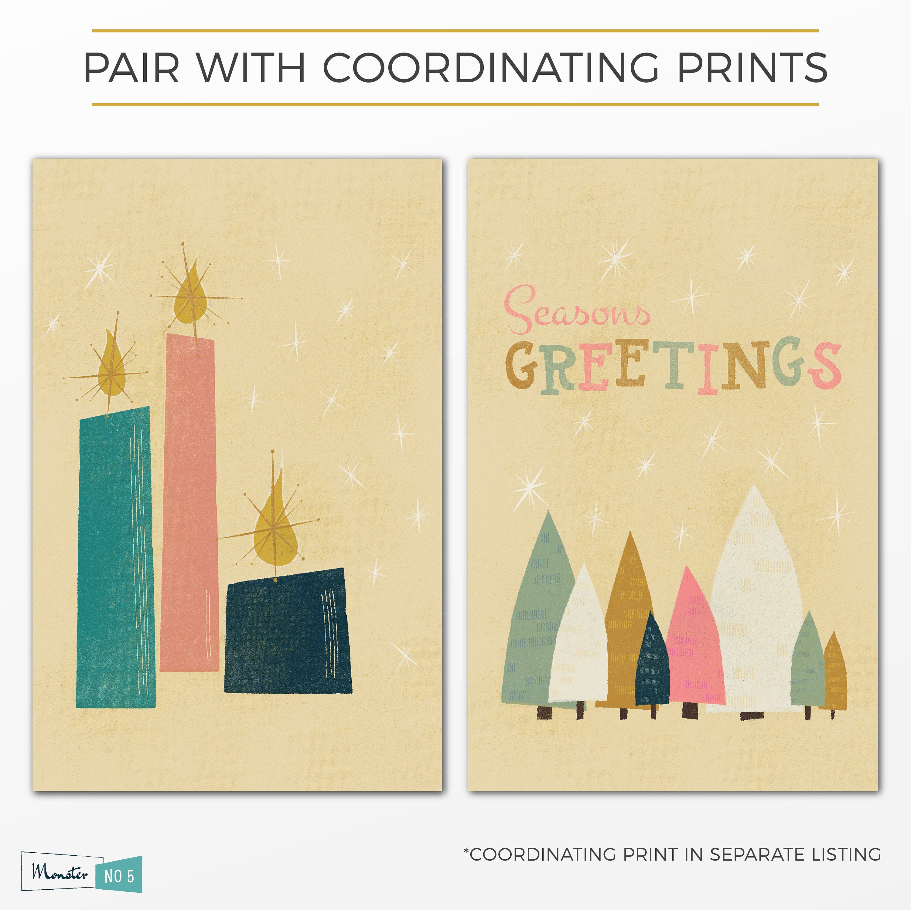 Midcentury Atomic Christmas Candles Art | Etsy