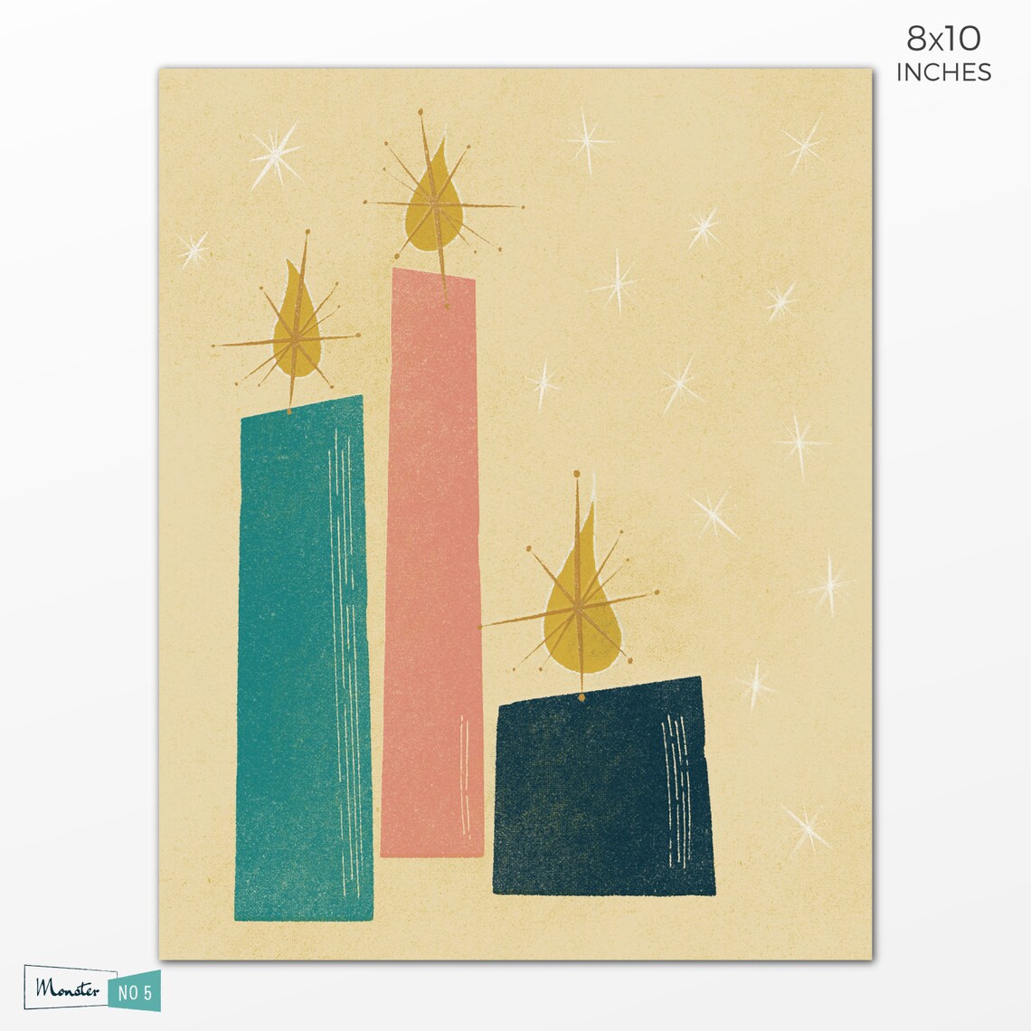 Midcentury Atomic Christmas Candles Art | Etsy