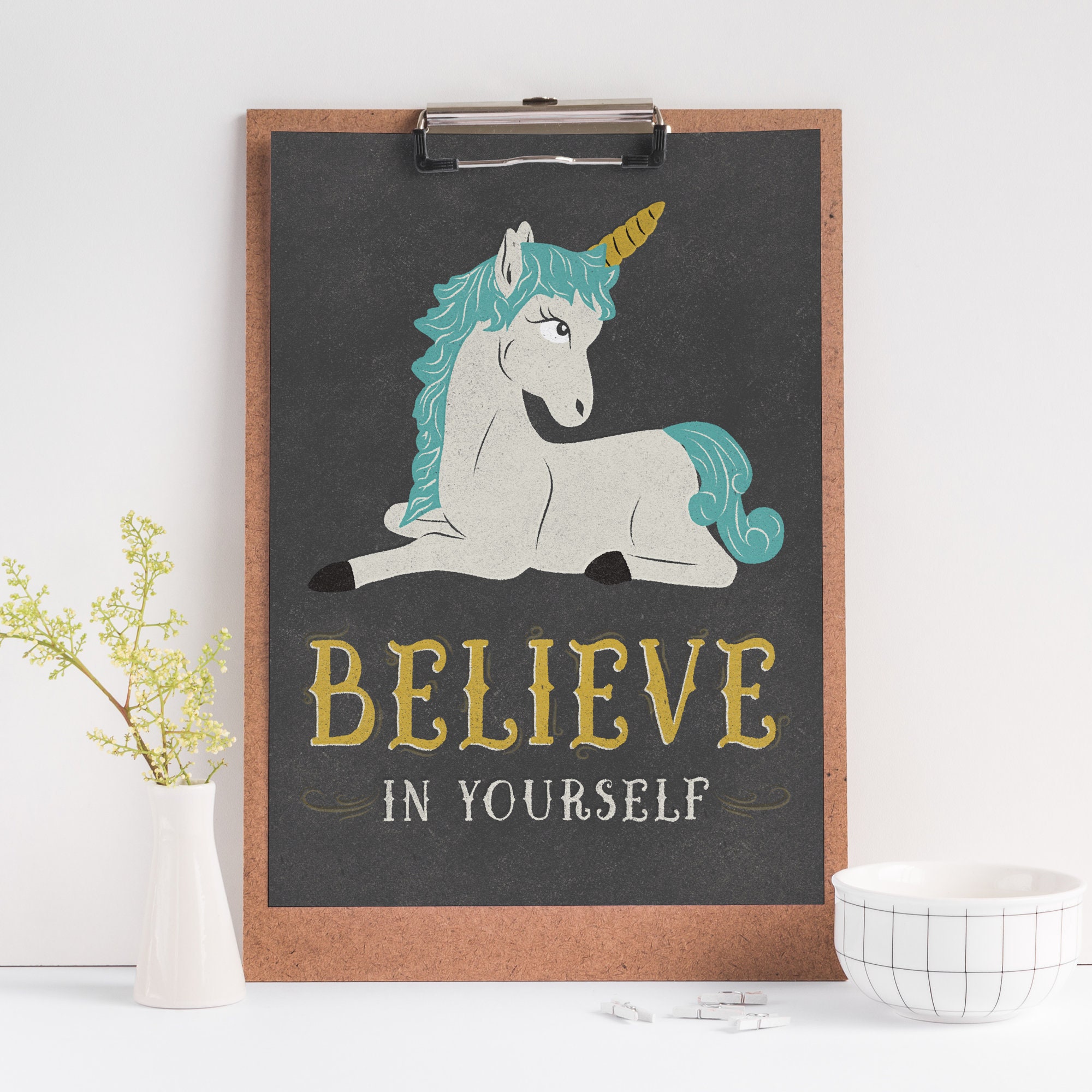 Believe in Yourself Magical Unicorn Wall Art - Etsy