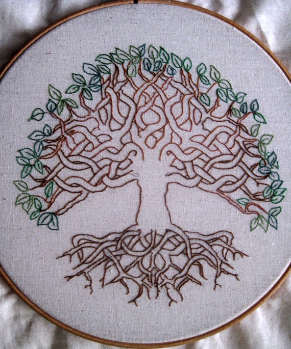Celtic Tree of Life Slow Stitch Embroidery Leather Work | Etsy