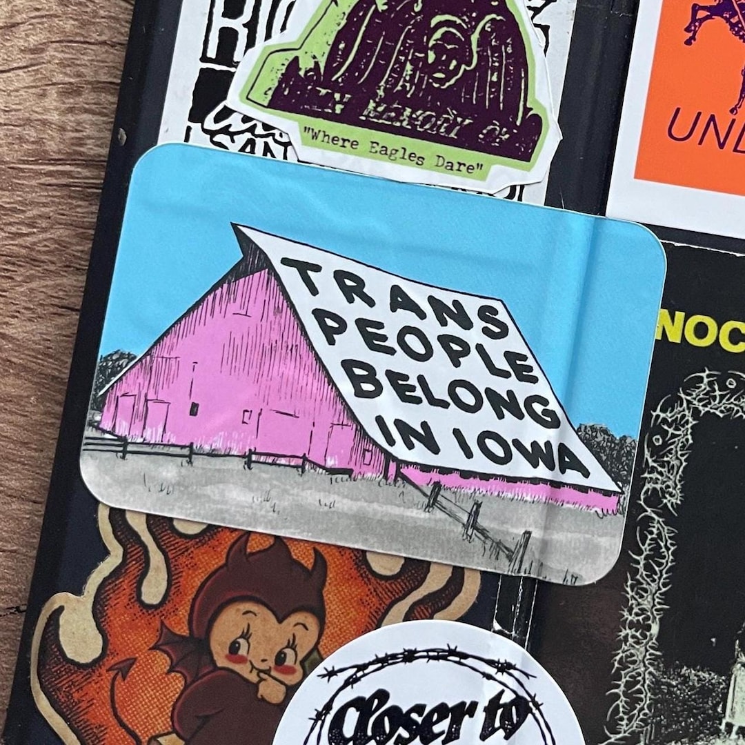 Trans People Belong in Iowa Sticker | ITMAF Fundraiser | 3x2" - Etsy