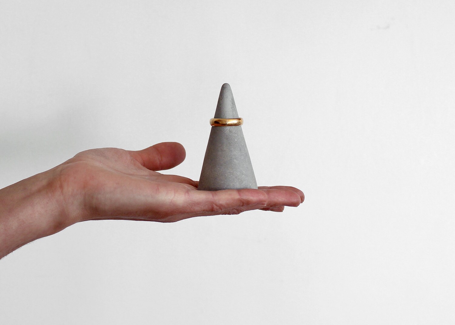 Large Concrete Ring Cone // Tall Cement Ring Holder | Etsy