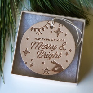 Leather Christmas Ornament | May Your Days Be Merry and Bright | Rustic ...