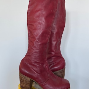 Jumpin Jack Flash Custom Red Leather Tall Boots - 1970s Glam Rock NYC ...