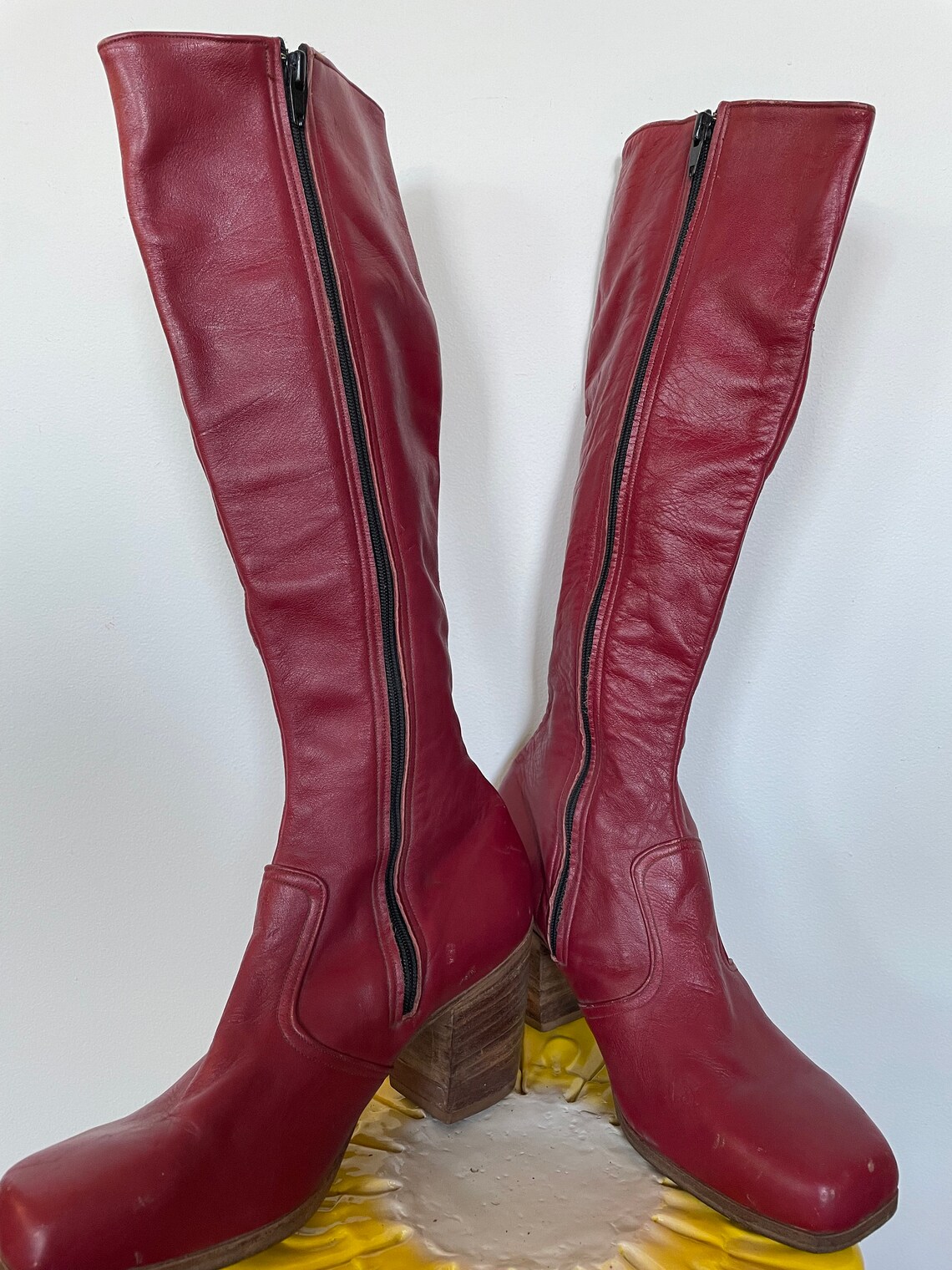 Jumpin Jack Flash Custom Red Leather Tall Boots - 1970s Glam Rock NYC ...