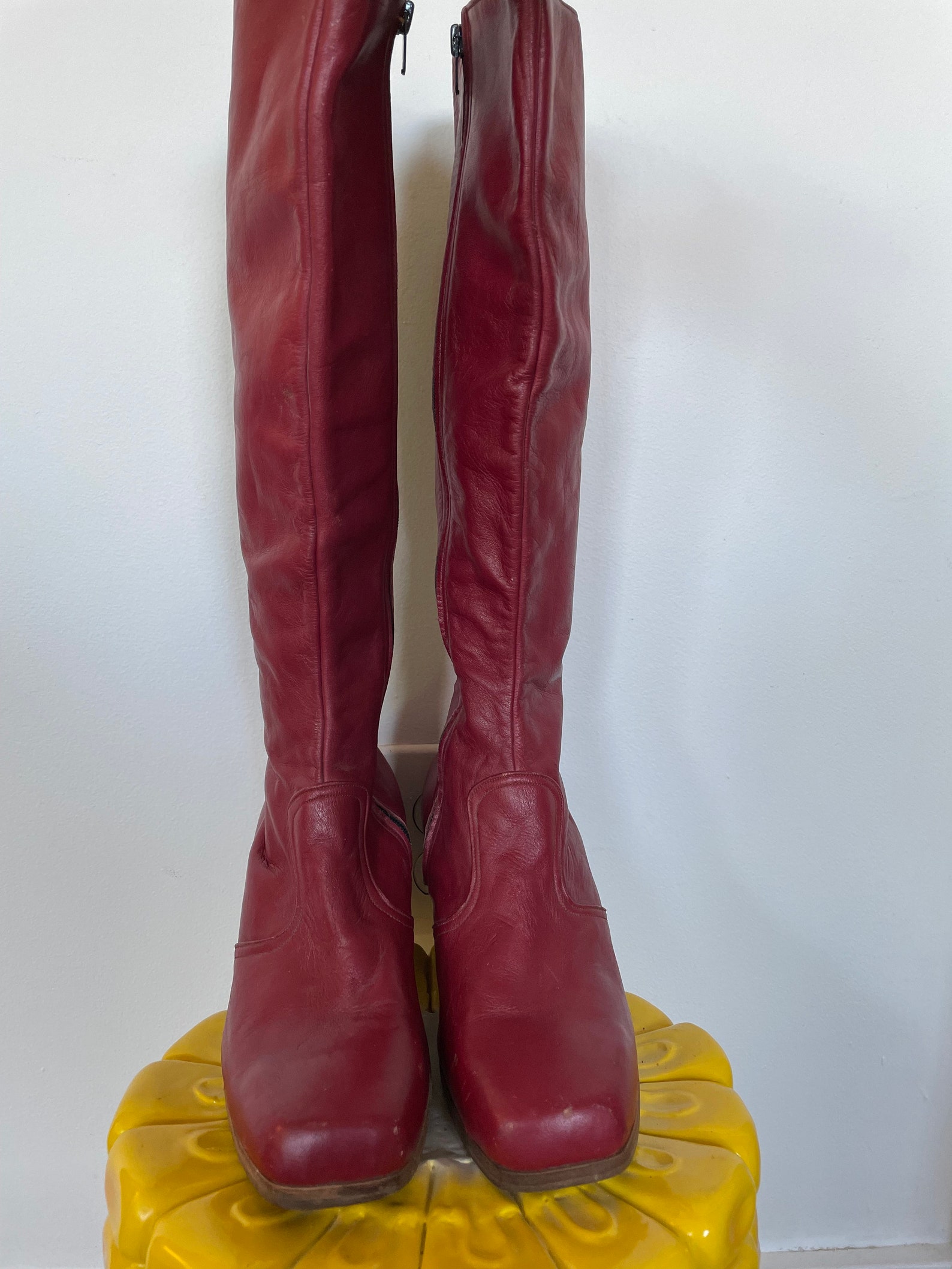 Jumpin Jack Flash Custom Red Leather Tall Boots - 1970s Glam Rock NYC ...