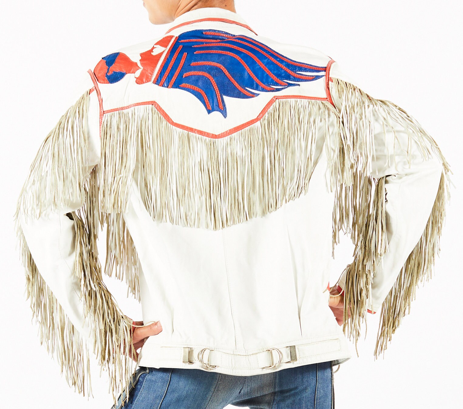 Vintage East West Musical Instruments Style Leather Jacket White W ...