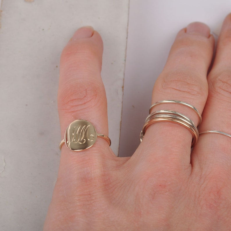 Initial Coin Ring . Hand Engraved Ring . Date Engraved Signet - Etsy UK