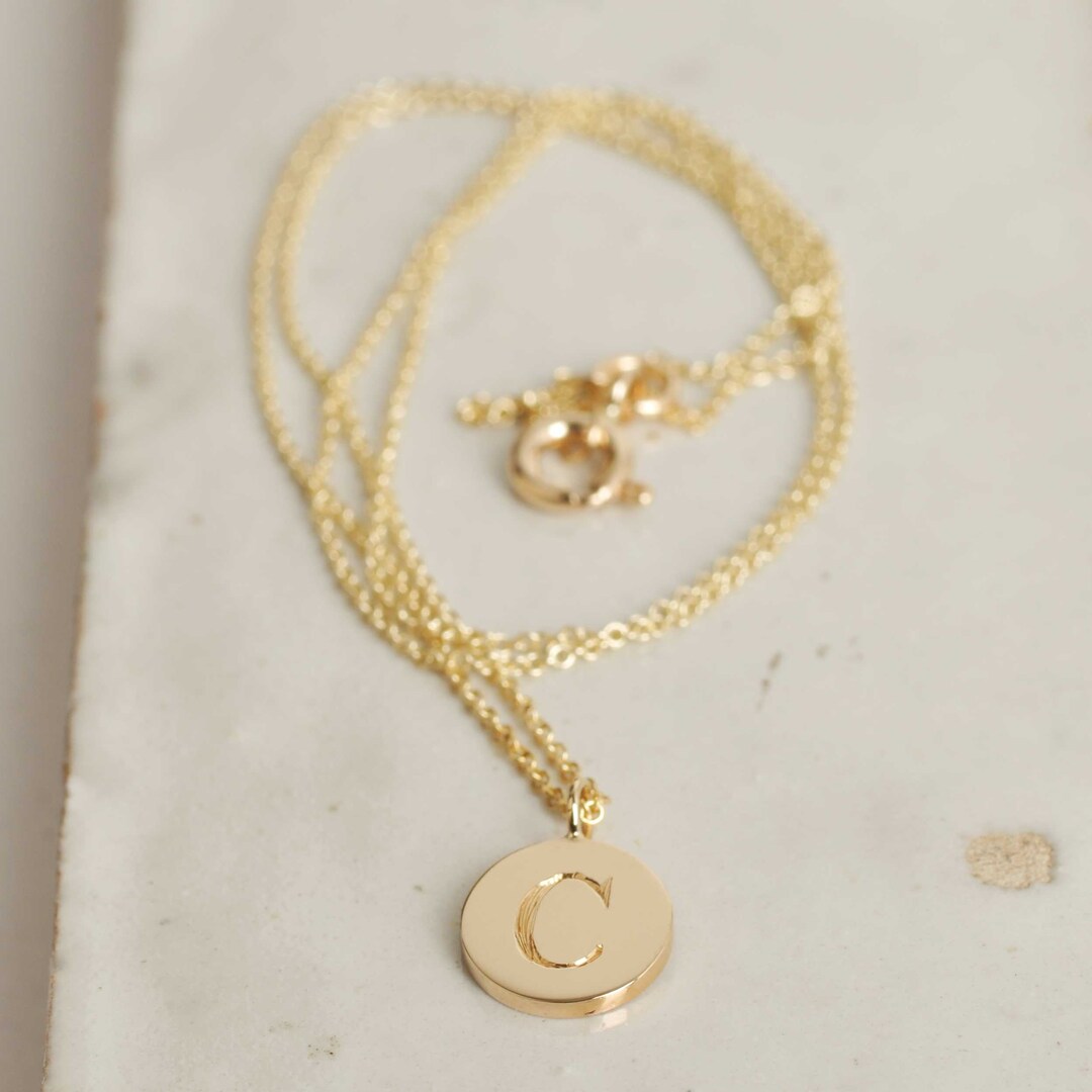 Delicate Solid Gold Initial Necklace - Etsy UK