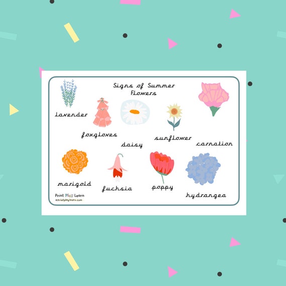 Summer Flowers Word Mat Poster for Kids Home Education School | Etsy