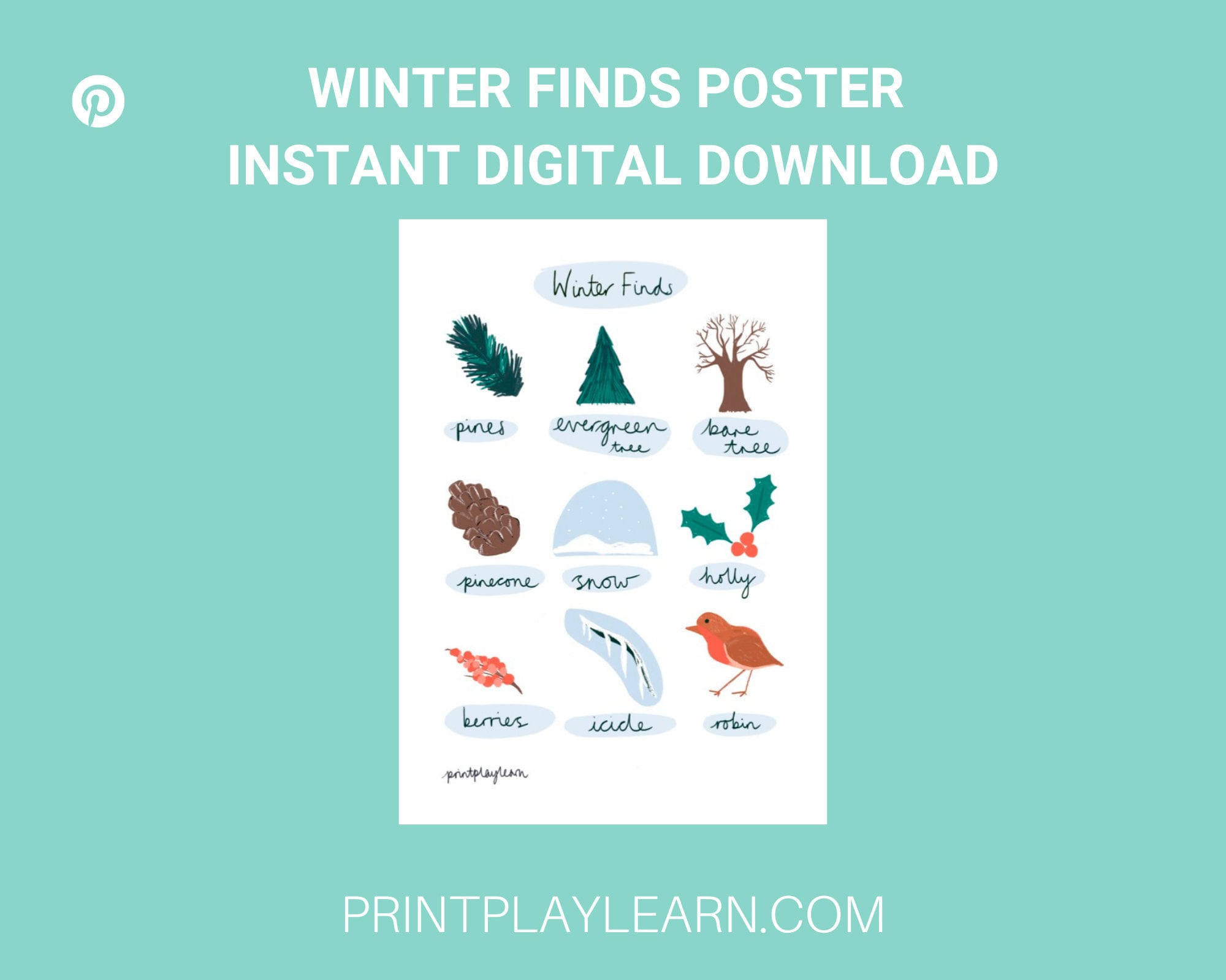 Winter Finds Poster for Children Home Education School Kindergarten PDF ...