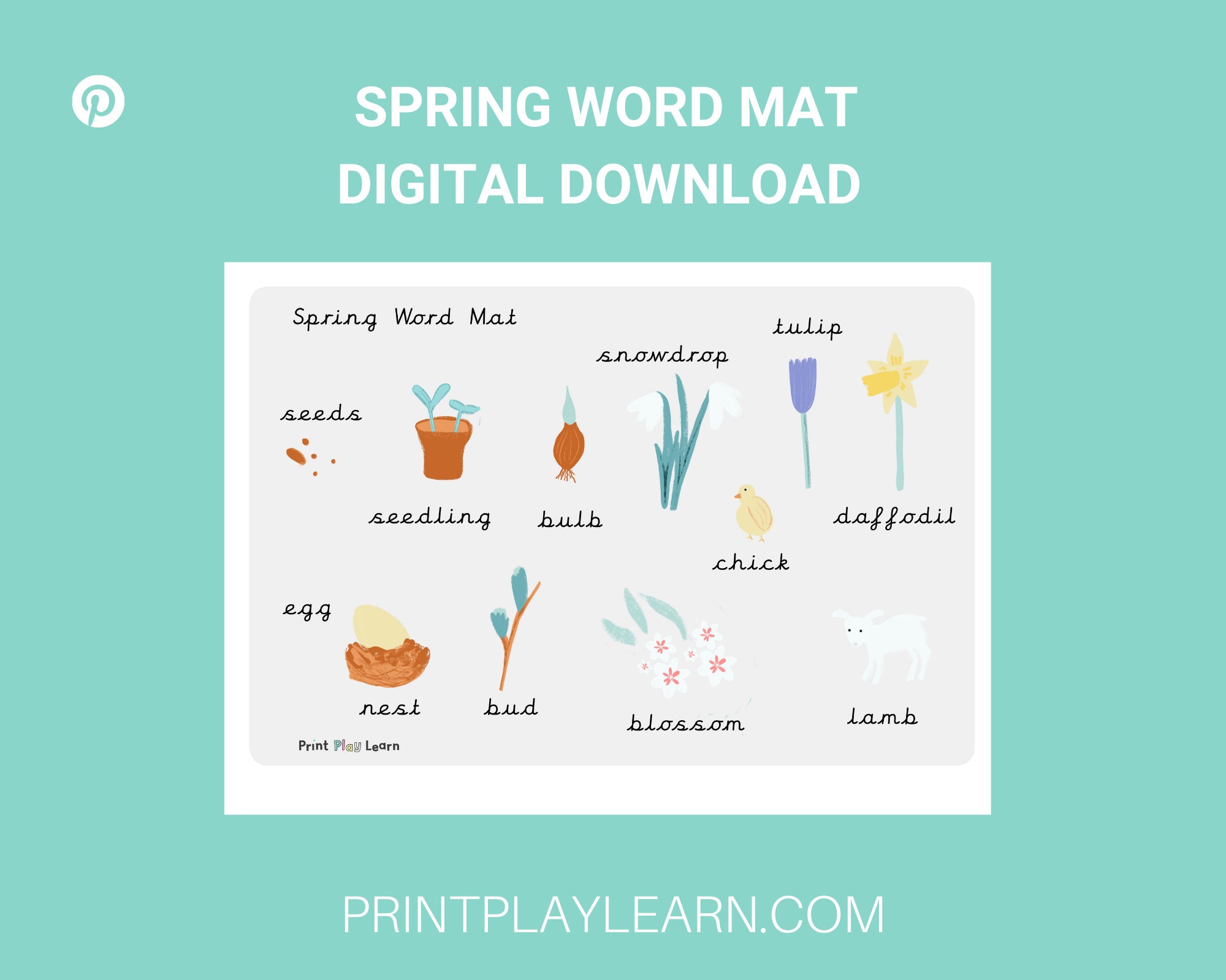 Spring Word Mat for Kids Home Education School Kindergarten PDF ...
