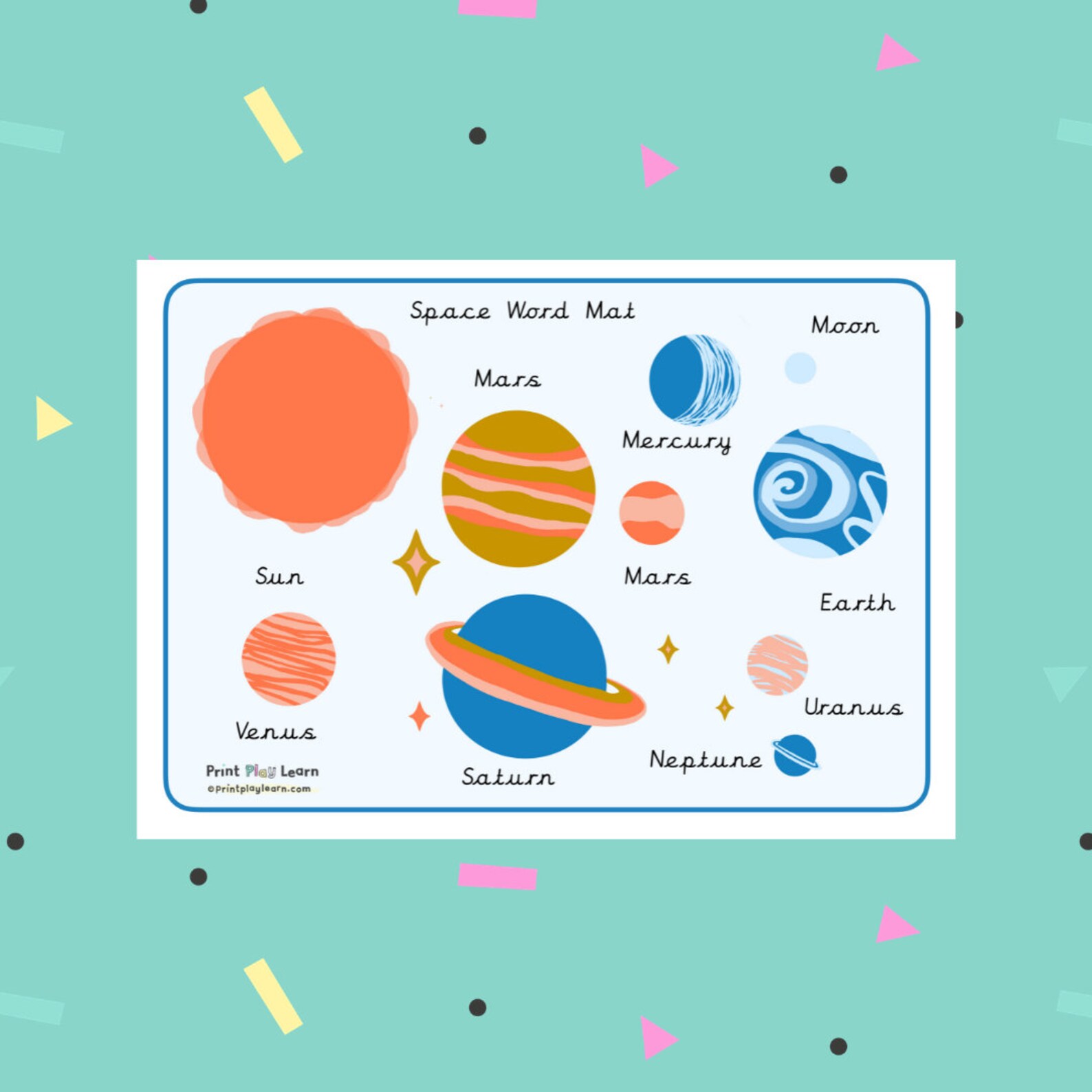 Space Word Mat for Kids Home Education School Kindergarten PDF - Etsy