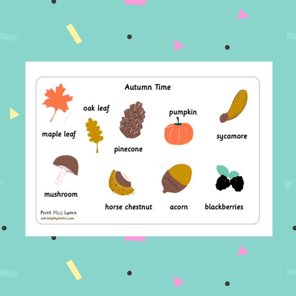 Autumn Illustrated Learning Word Mat School Kindergarten PDF Download ...