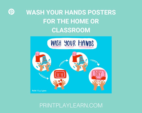 Wash Your Hands Poster Home Education School Kindergarten PDF | Etsy