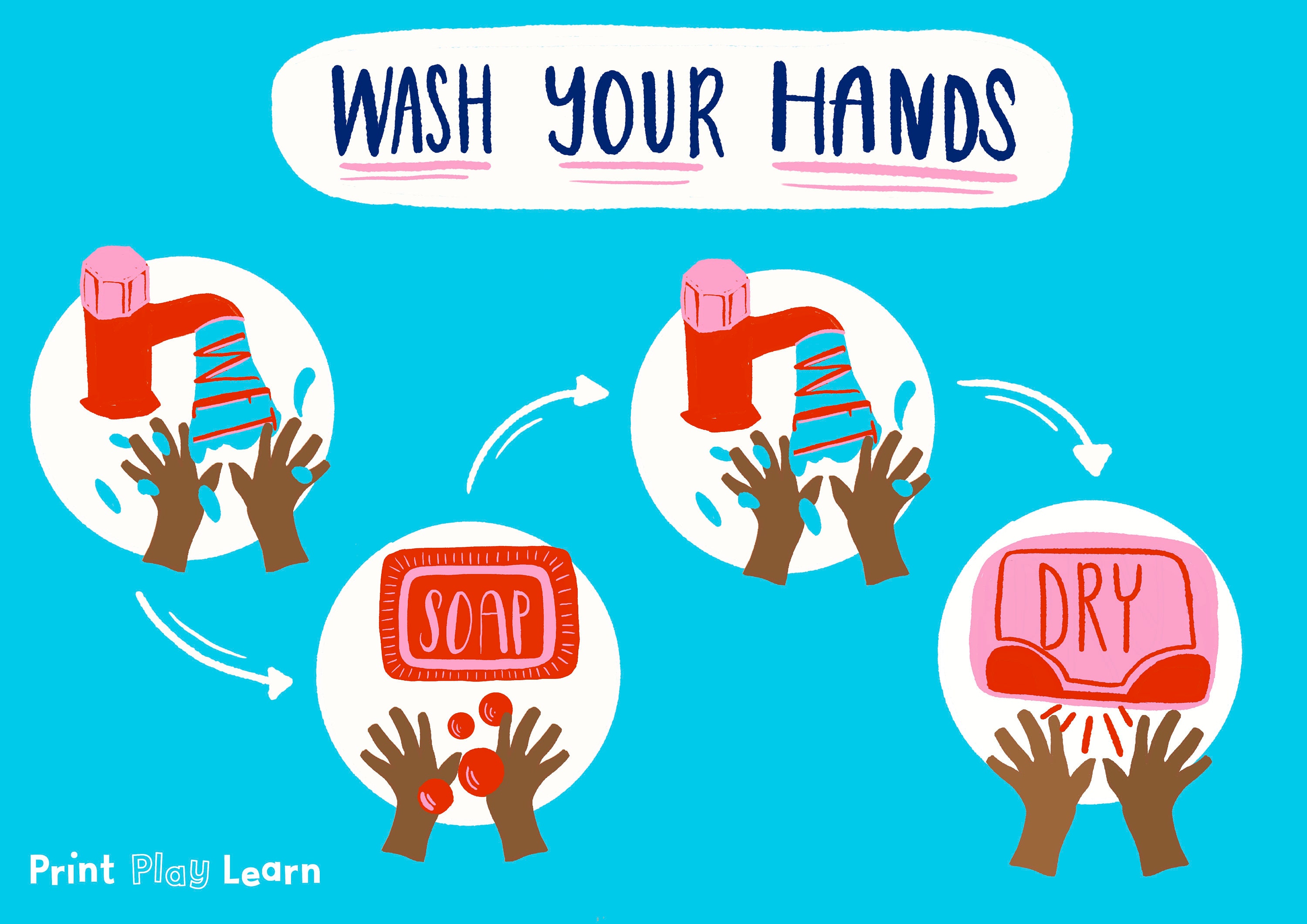 Wash Hands Poster For Kids
