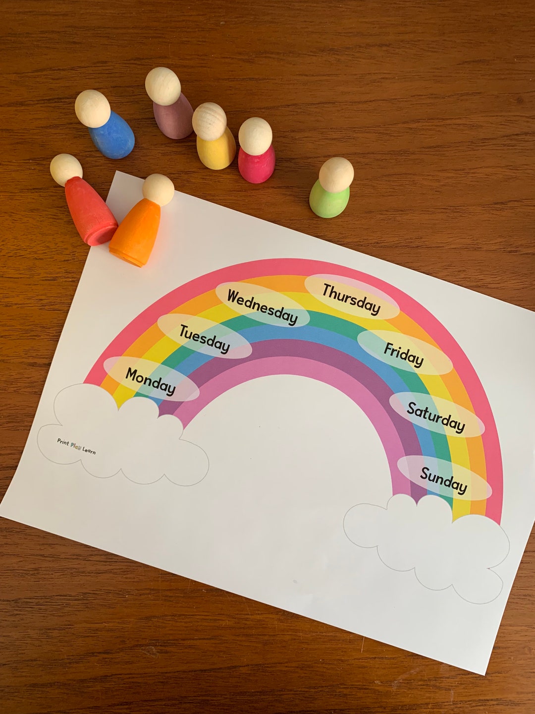 Rainbow A4 Print With Days of the Week for the Home or Classroom, Home ...