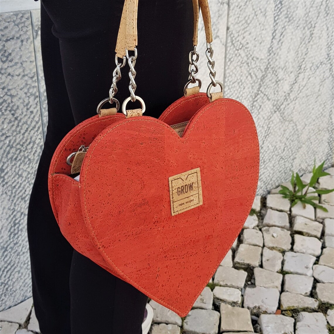 Cork heart shape Handbag Cork bags Vegan Leather Handmade | Etsy