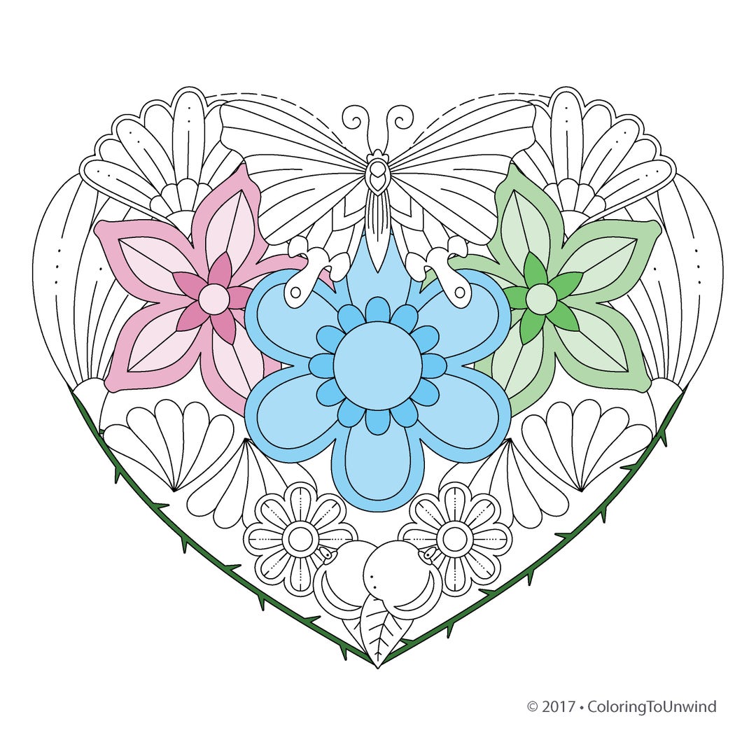 Butterfly Nectar Coloring Page - Instant Digital Download - Etsy
