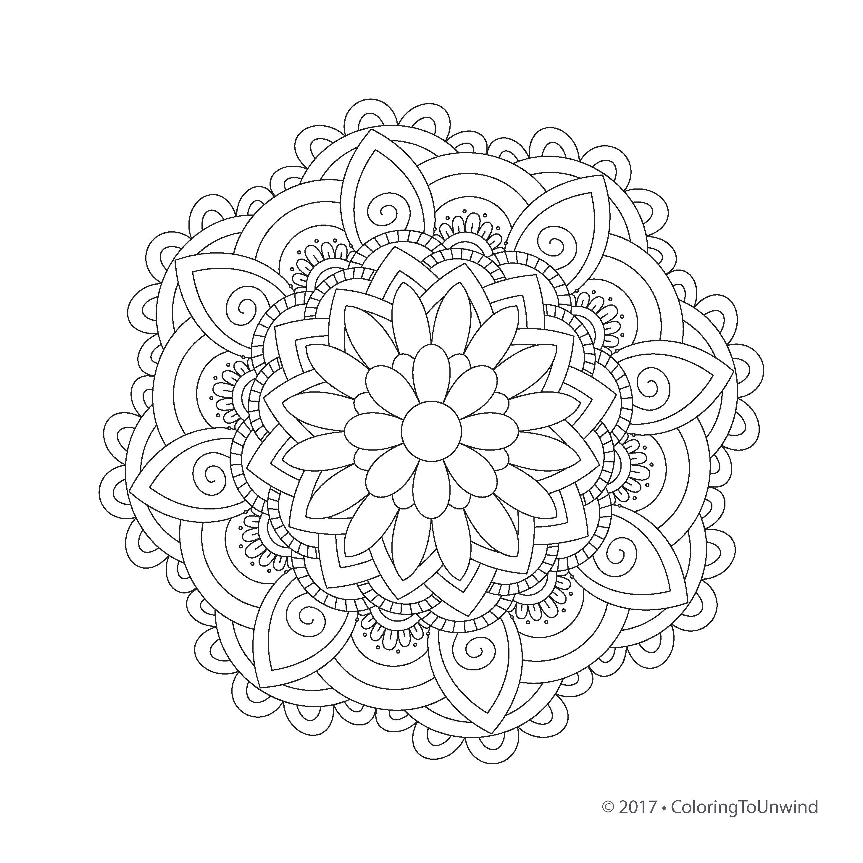 Fancy Flower Coloring Page - Instant Digital Download - Etsy