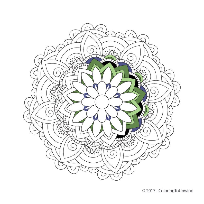 Fancy Flower Coloring Page - Instant Digital Download - Etsy