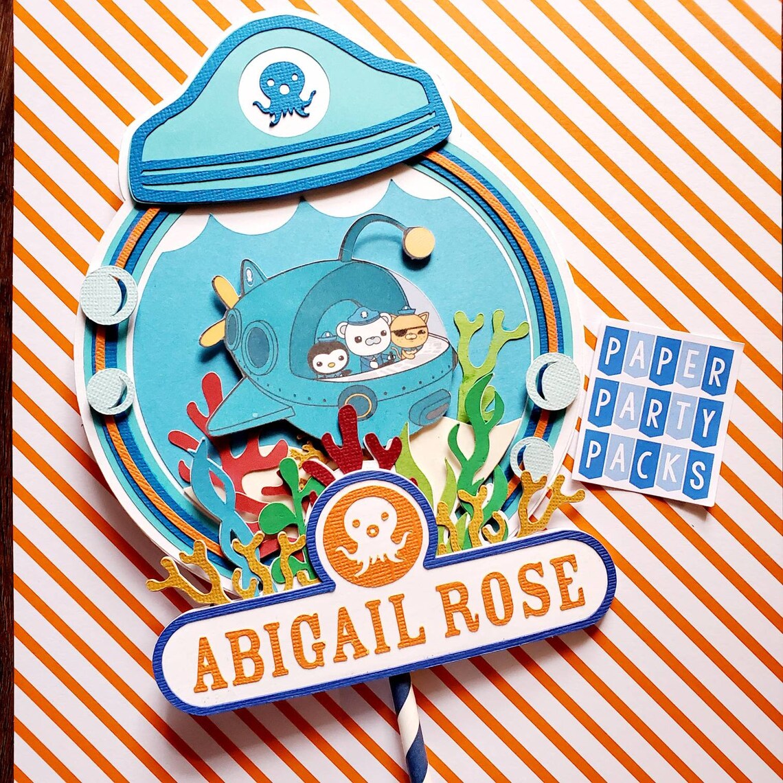 Round Submarine Themed Cake Topper - Etsy