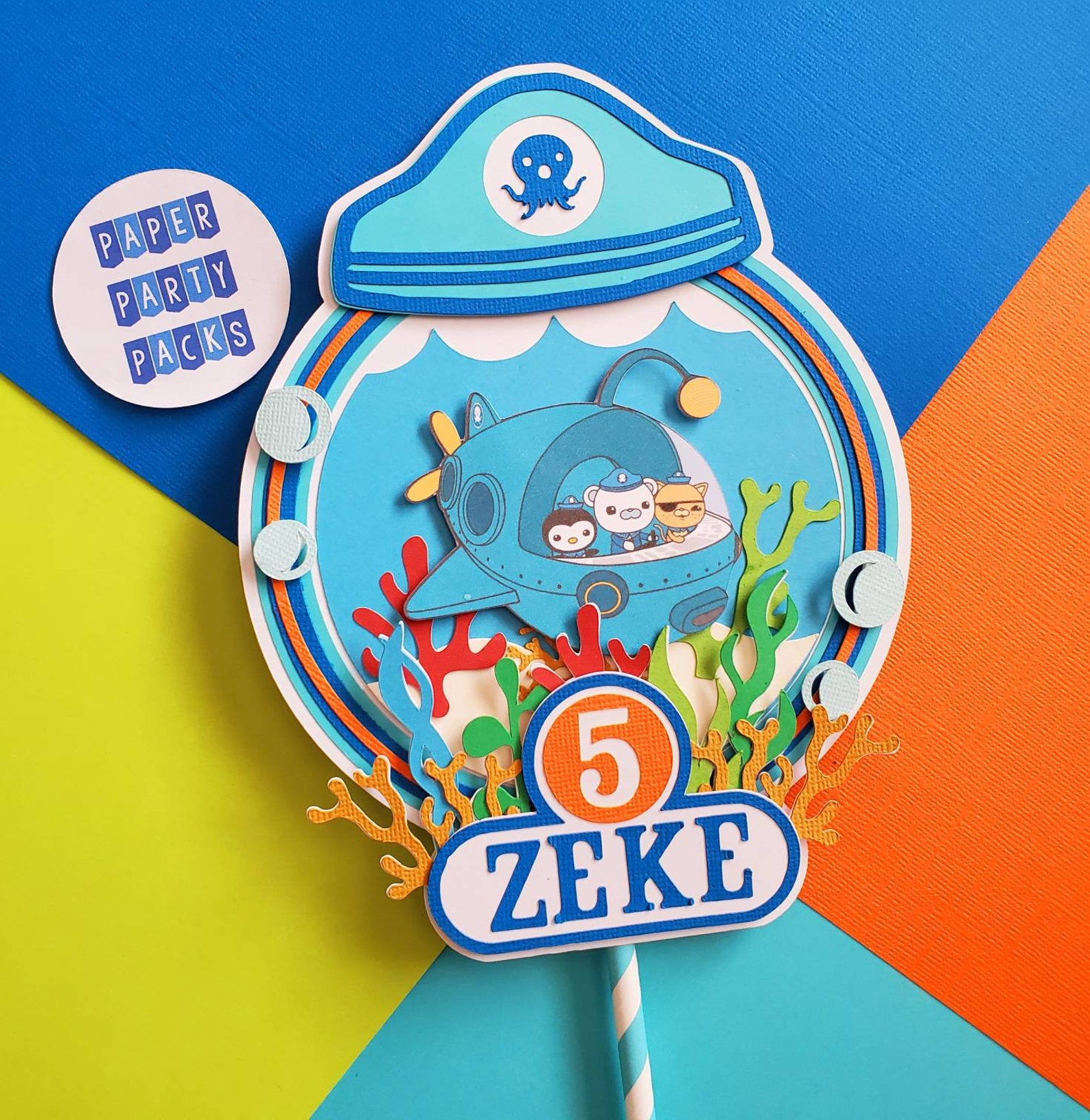 Round Submarine Themed Cake Topper - Etsy