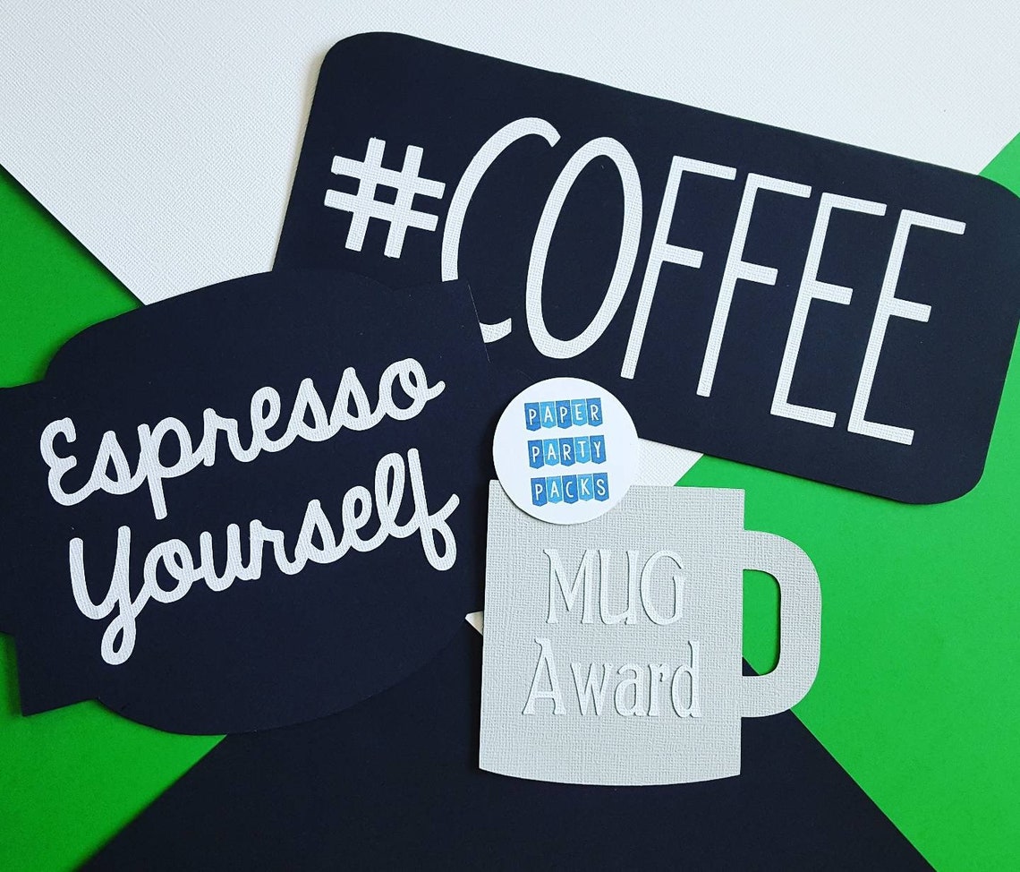 Set of 12 Coffee House Photo Props Frappy Birthday Decor Coffee ...