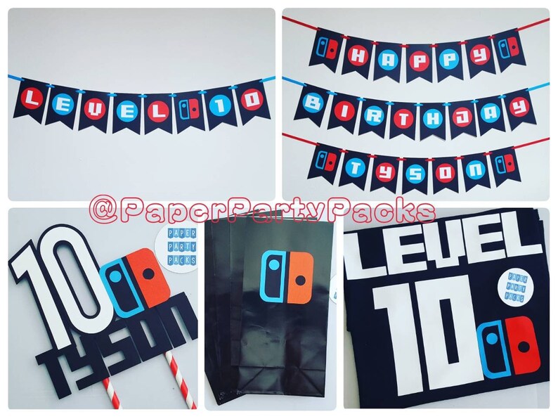 Set of 3 Blue and Red Game Controller Banners Happy Birthday - Etsy