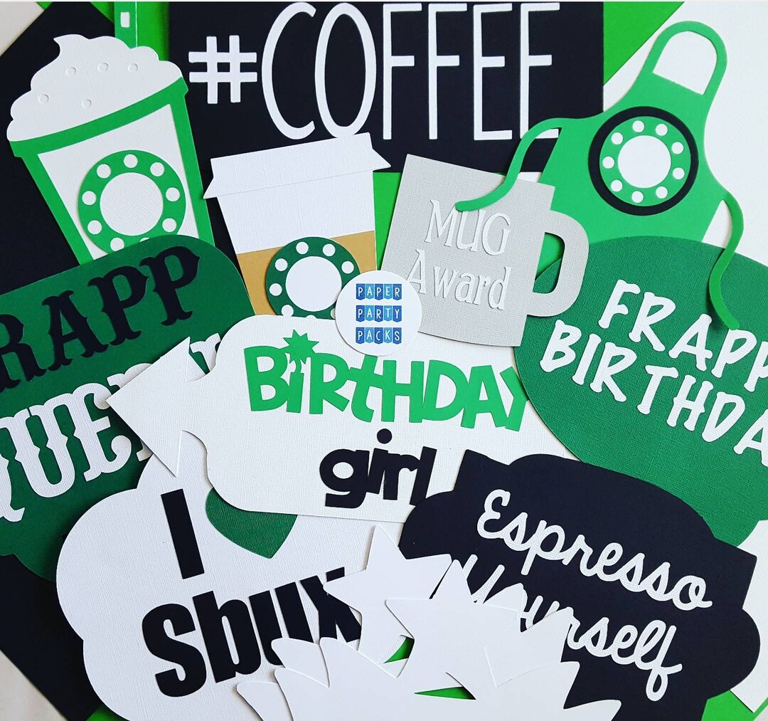Set of 12 Coffee House Photo Props Frappy Birthday Decor Coffee ...